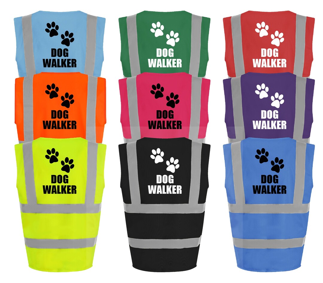 Dog Walker High Vis Vest Custom Printed Hi Viz Safety Vest Reflective ...
