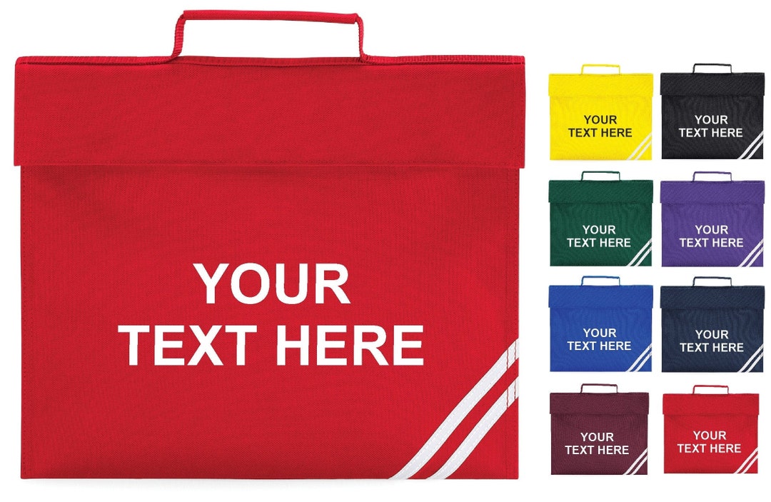 Personalised Book Bag, Name or Text, Kids Back to School Bag, Childrens ...