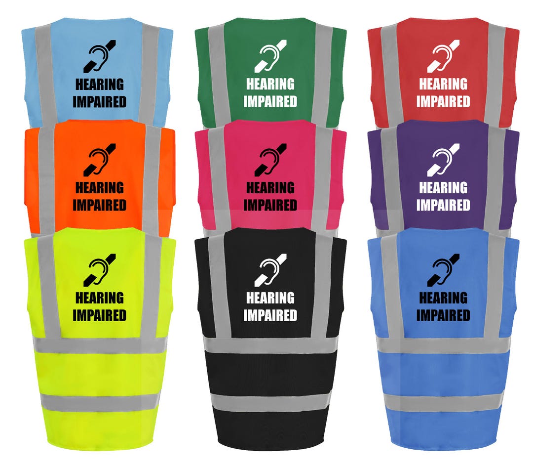 Hearing Impaired Hi Vis Vest, Hard of Hearing High Visibility Jacket ...