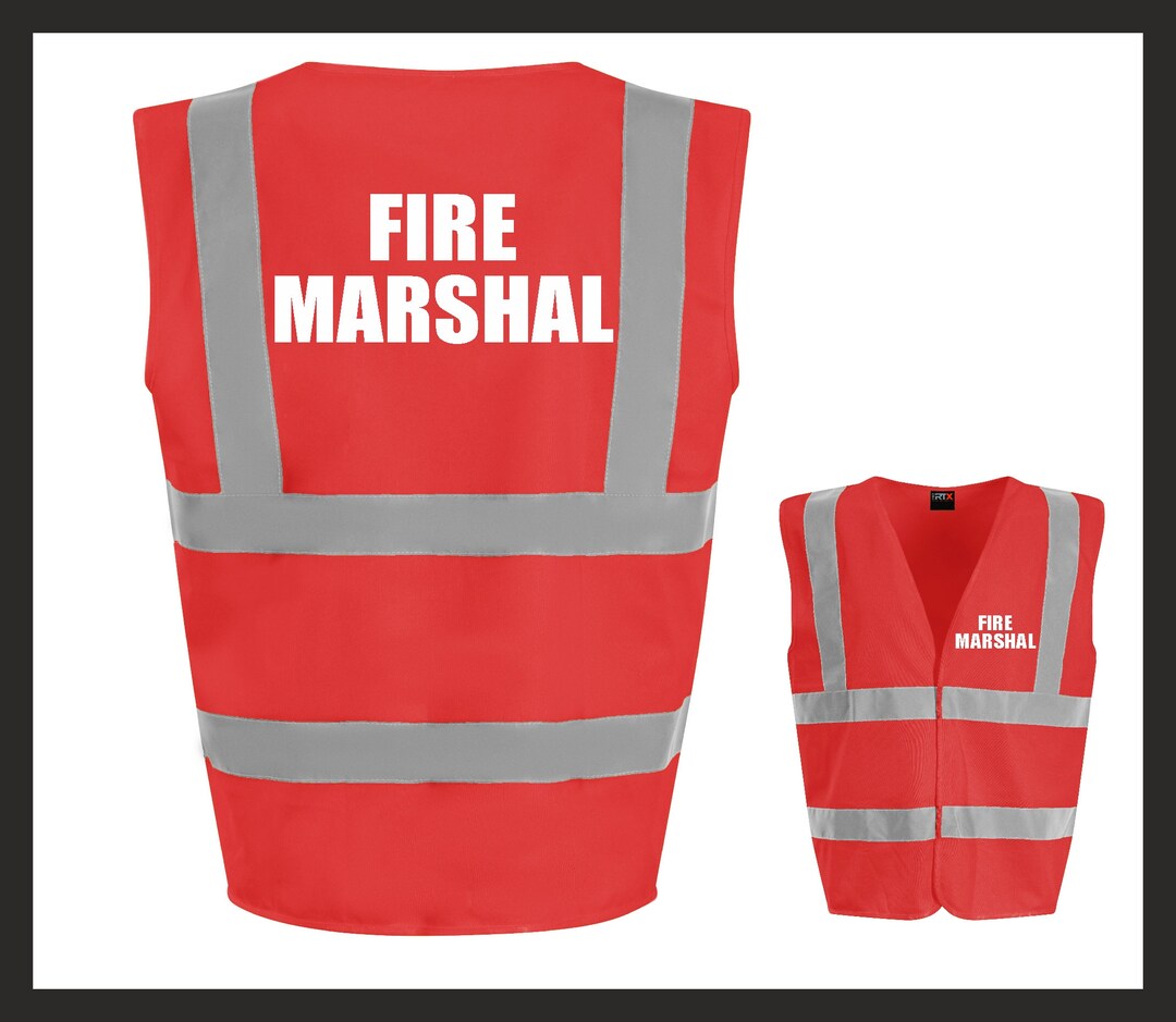Personalised Fire Marshall High Vis Vest Hi Viz Safety Reflective Event ...