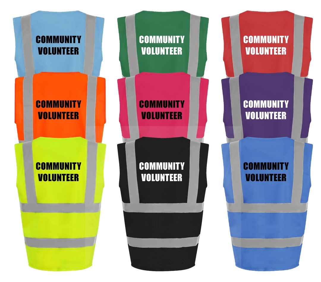 Community Volunteer High Vis Vest Custom Printed Hi Viz Safety Vest ...