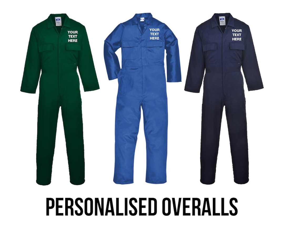 Personalised Overalls Custom Printed Car Engineers Boiler Suit Workwear ...