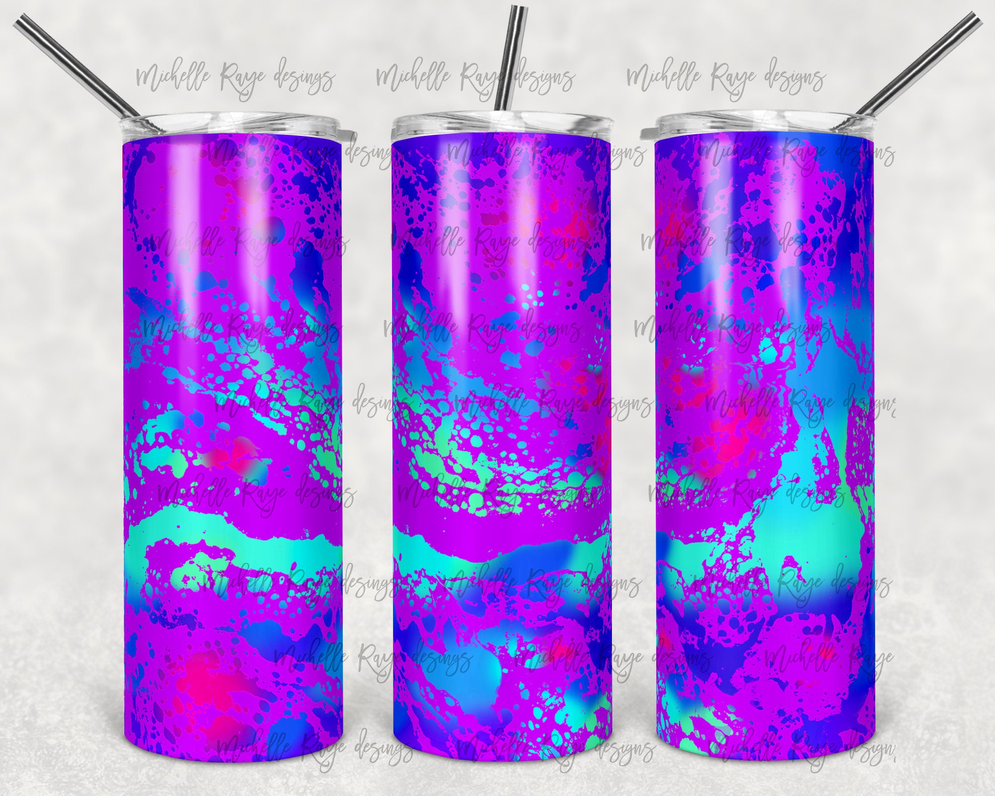 Magenta Blue Power Wash Paint Pour Sublimation 20 oz Skinny | Etsy