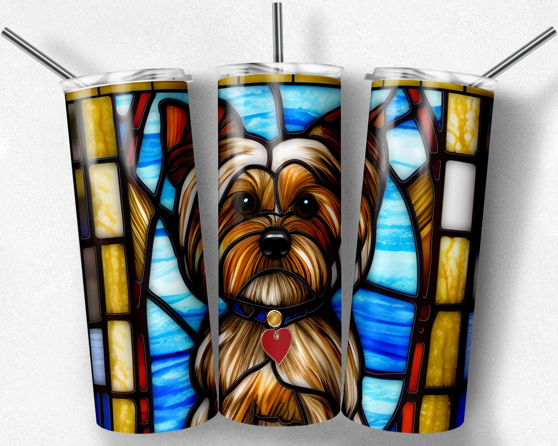 Yorkie Stained Glass PNG Wrap Yorkshire Terrior Dog - Etsy