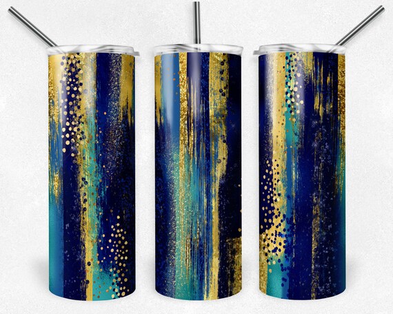 Blue Teal and Gold Glitter Brush Strokes Paint Strokes - Etsy