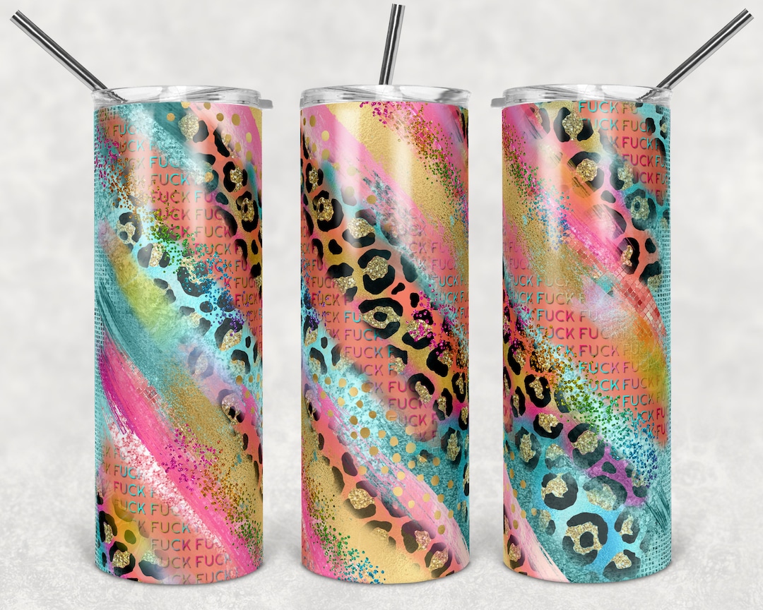 F Bomb Teal Sherbet Leopard Print Milky Way, 18, Adult, Skinny Tumblers ...