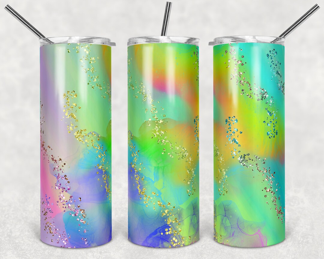 Rainbow Alcohol Ink and Glitter, Skinny Tumblers, 20 Oz Tumbler ...