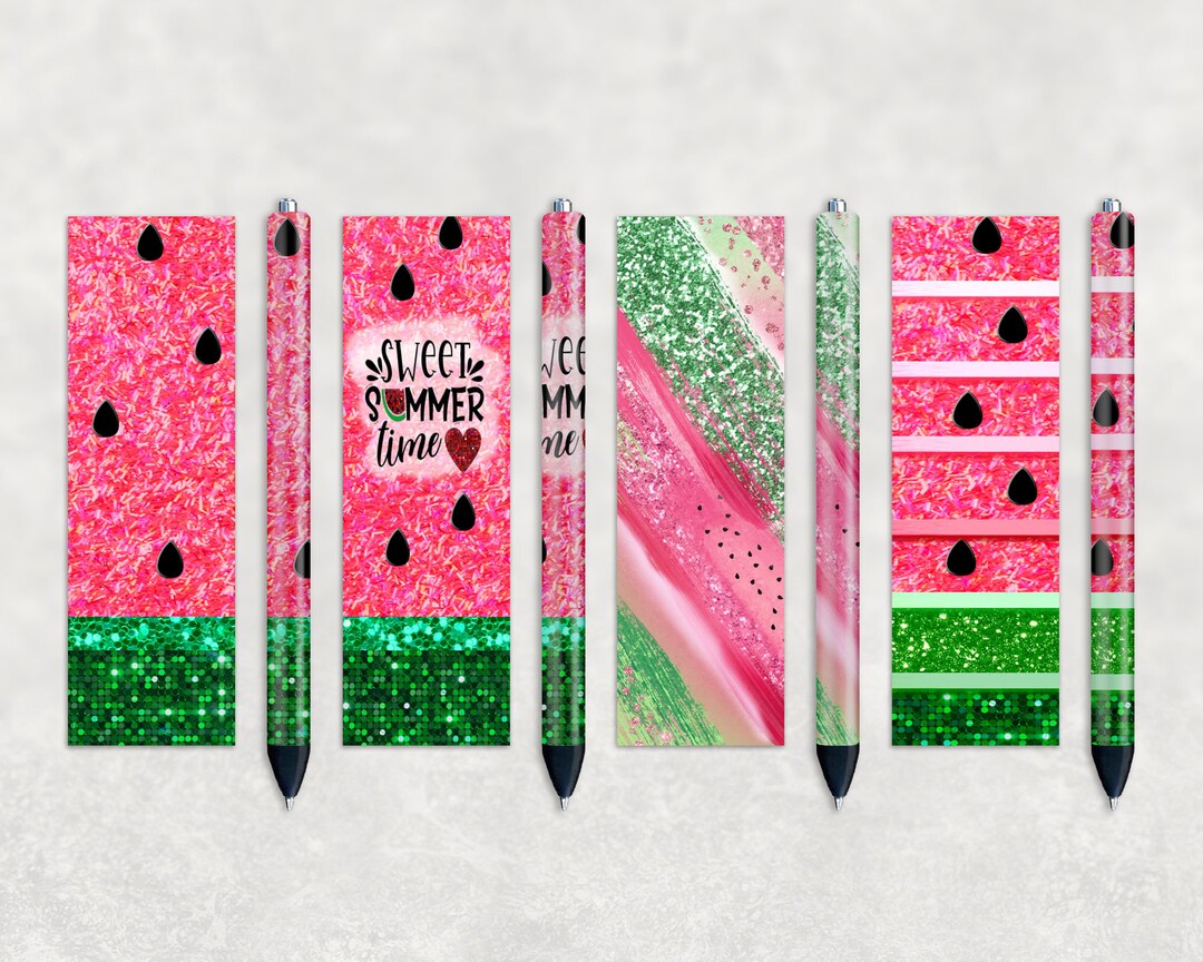 Glitter Watermelon Pen Wrap Set, Spring and Summer Pens, Sublimation ...