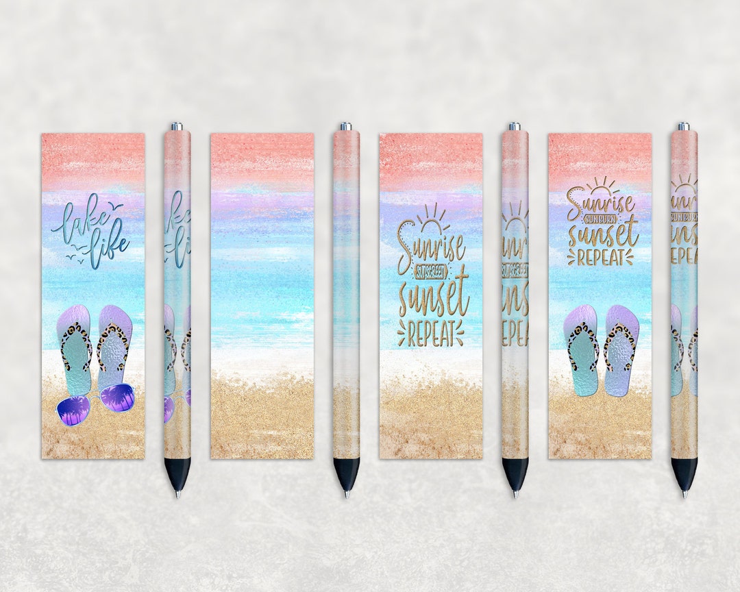 Pastel Rainbow Beach and Sand Pen Set, Summer Pens, Nautical Pens ...