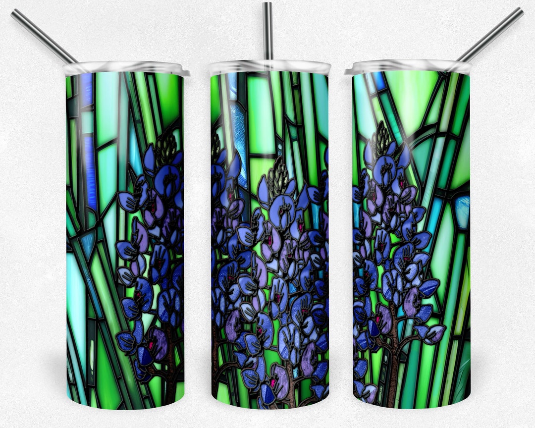 Texas Bluebonnet Stained Glass PNG Wrap, Mothers Day Sublimation File ...