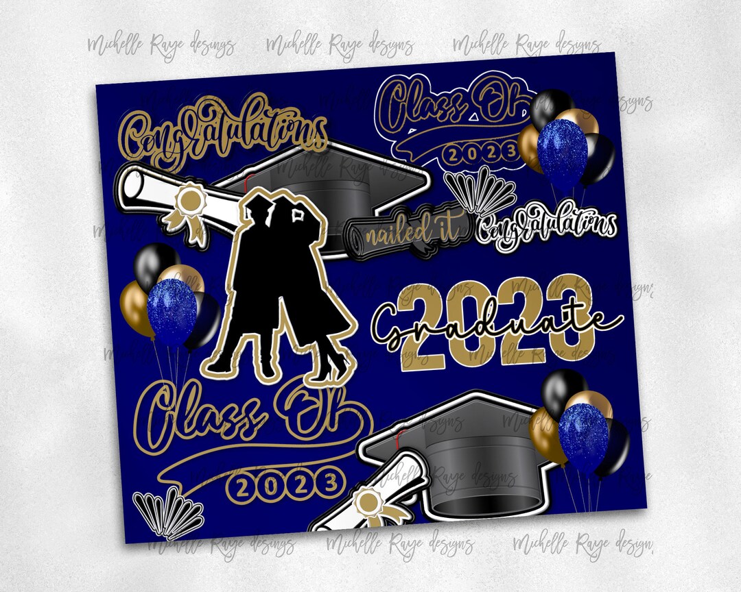 Blue and Gold 2023 Graduation Tumbler Wrap, Class of 2023 Burst Senior ...
