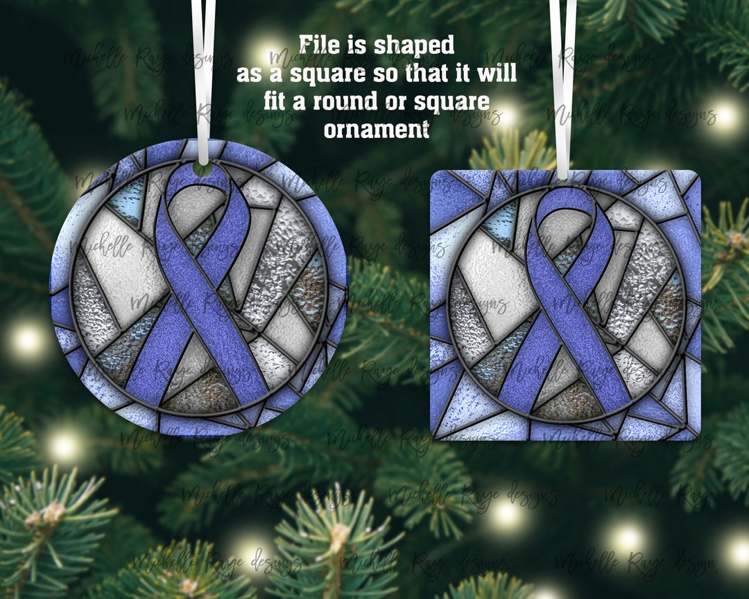 Periwinkle Awareness Ribbon Stained Glass Christmas Ornament, Stomach ...