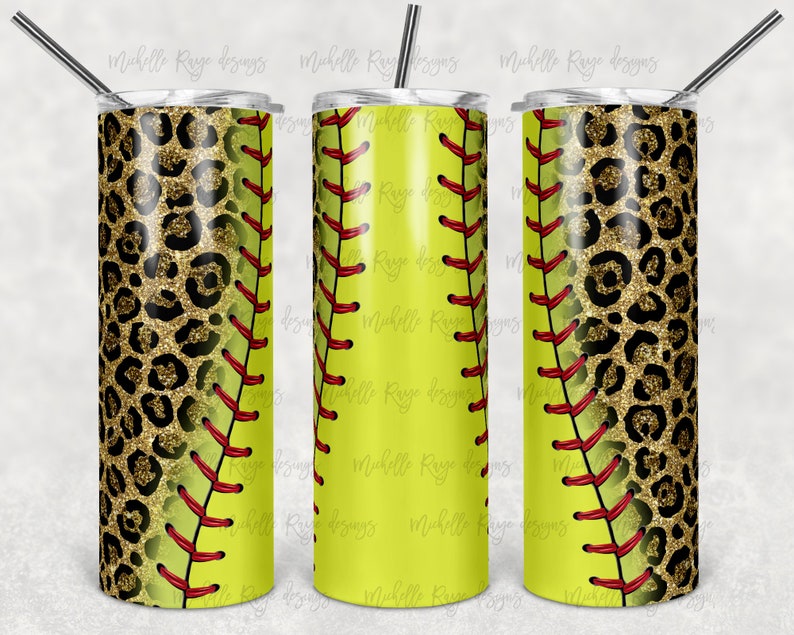 Glitter Leopard Print Softball Sublimation 20 Oz. Skinny - Etsy