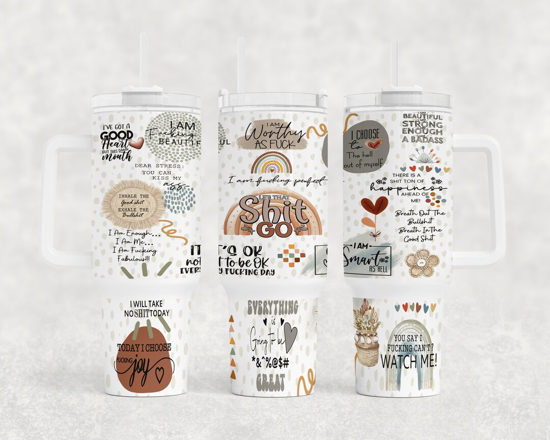Boho Cuss Words Transparent Background 40 Ounce Tumbler Wrap ...