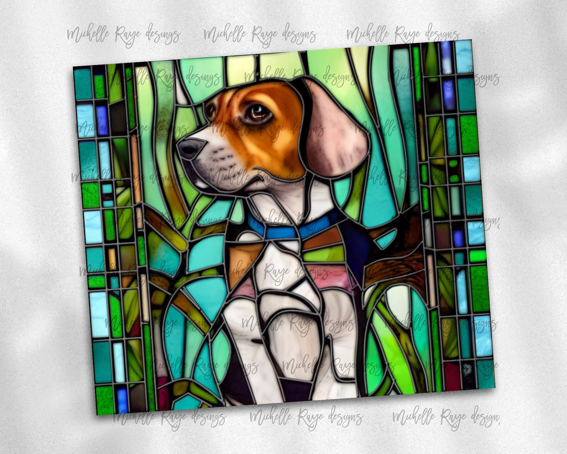Beagle Stained Glass PNG Wrap, Dog Stained Glass Sublimation File, 20oz ...
