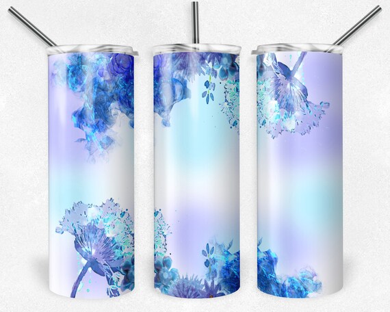 Purple and Teal Watercolor Flowers Floral Design Skinny - Etsy