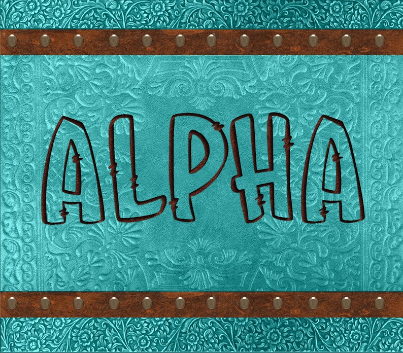 Cowboy Western Leather Alpha Clip Art PNG Overlays Letter - Etsy