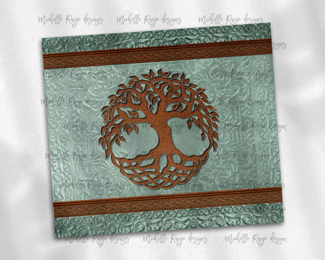 Tooled Leather Tree of Life Sage Green Cowboy Western - Etsy