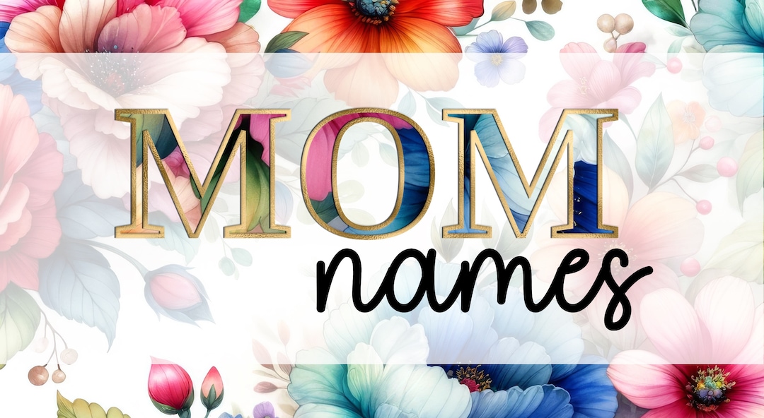 Mom and Grandma Names PNG Overlay Clipart, Watercolor Spring Flowers ...