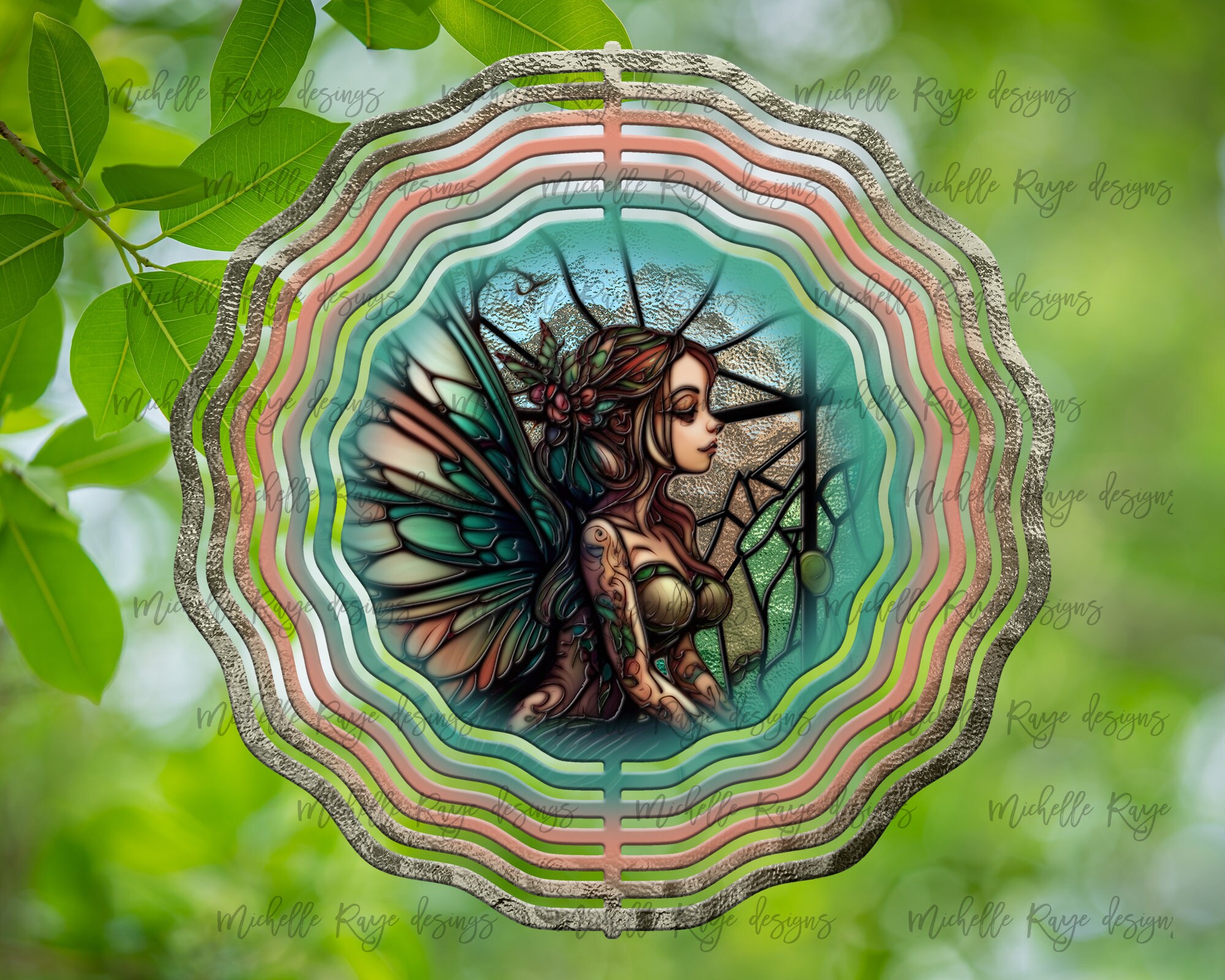 Fairy Stained Glass Wind Spinner PNG File Enchanted Forest, Hanging ...