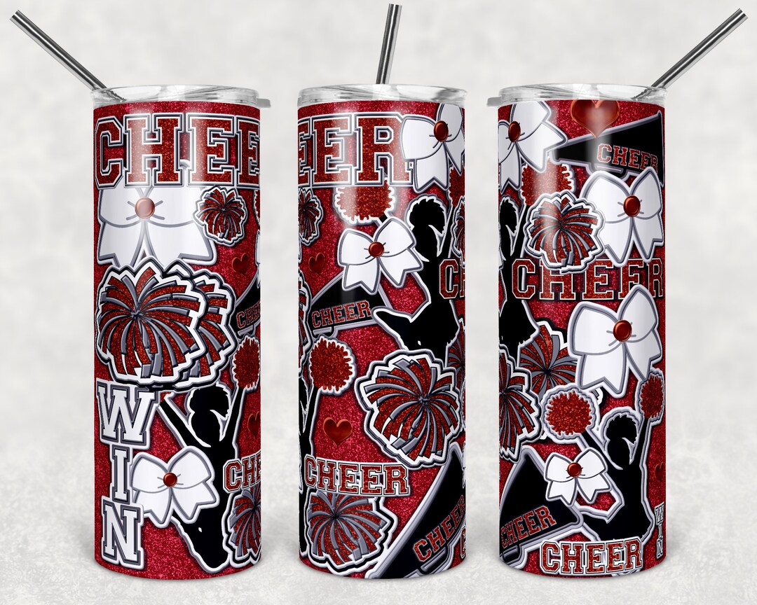 Cheerleader Red White Sublimation Tumbler Wrap Png, Cheer, School ...
