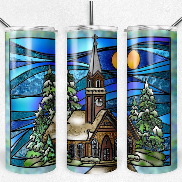 Stained Glass Winter Scene Pattern - Etsy