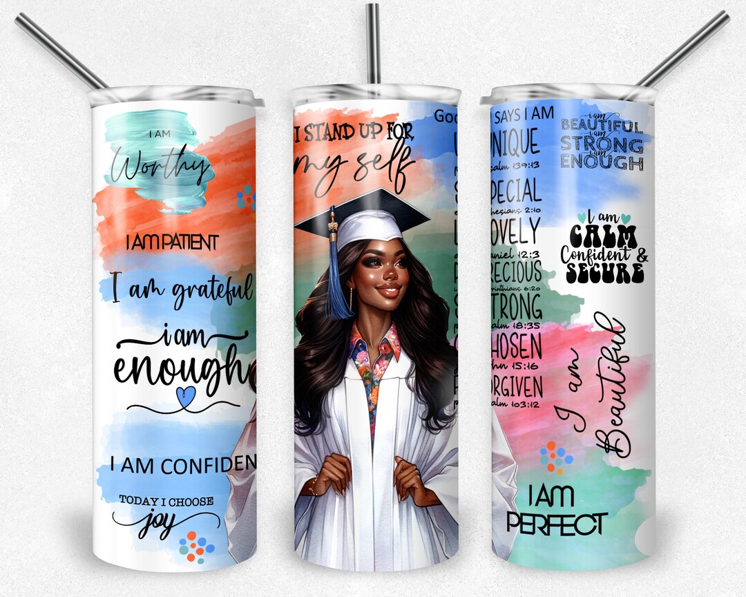 Graduation Affirmation PNG Sublimation Tumbler Wrap, African American ...