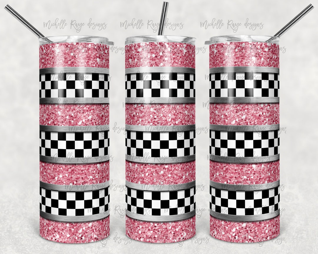 Pink Glitter, Racing Stripes, Race Car, Striped, 20 Oz Skinny Tumbler ...