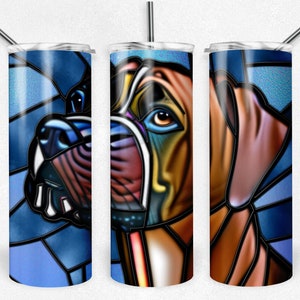 Boxer Dog Stained Glass PNG Wrap, Sublimation, 20oz Tumbler Design ...