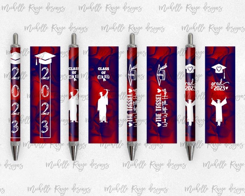 2023 Graduation PNG Pen Wraps Red and Blue Set 5,2023 Senior Pen File ...