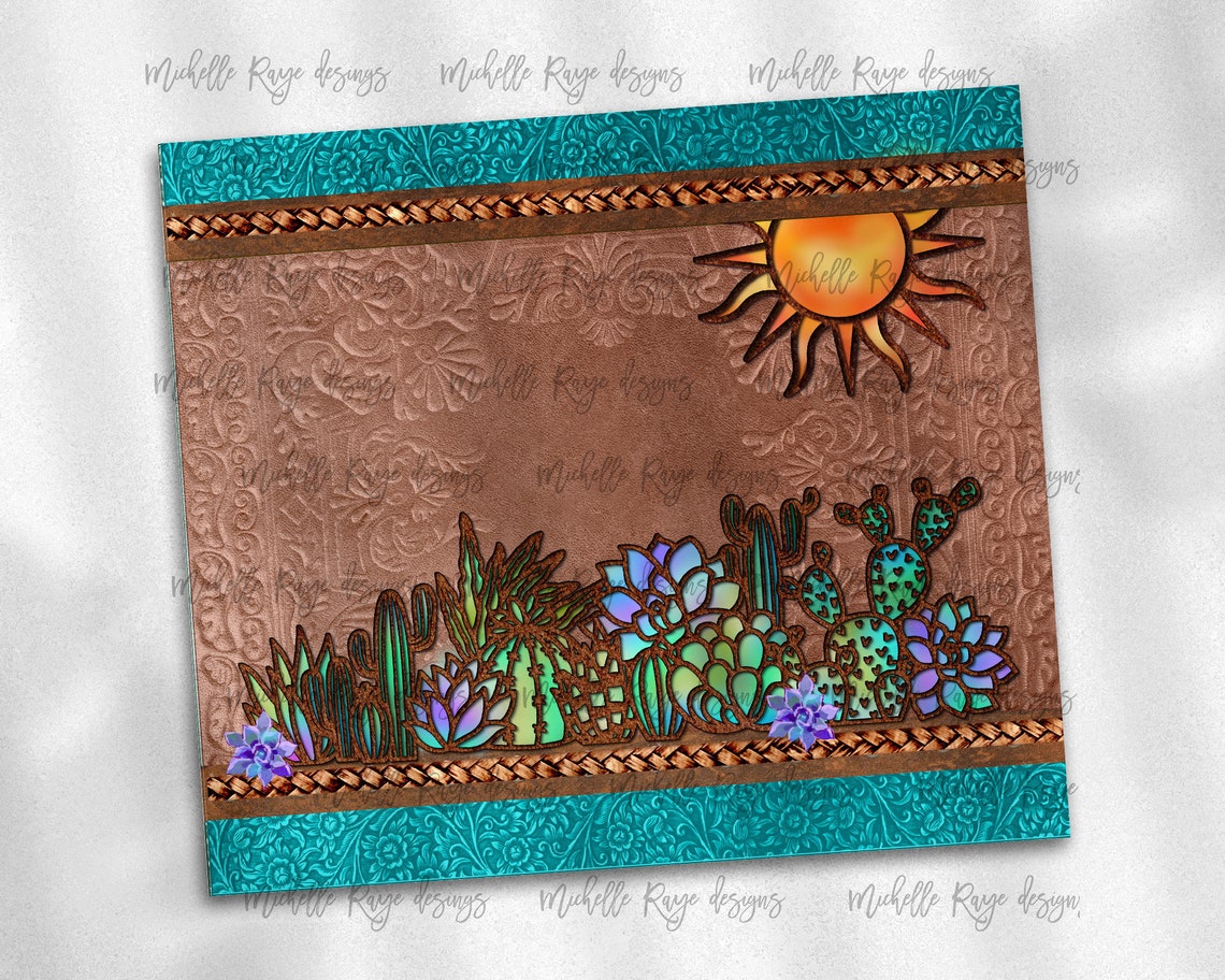 Tooled Leather Cactus Under the Sun Cowboy Western - Etsy