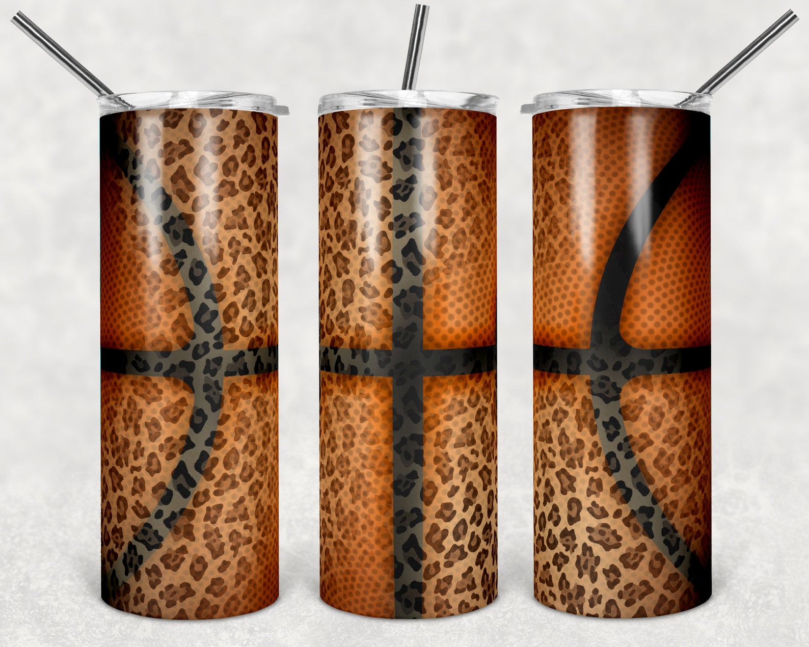 Leopard Print Basketball, Animal Print, Sublimation, Skinny Tumbler, 20 ...