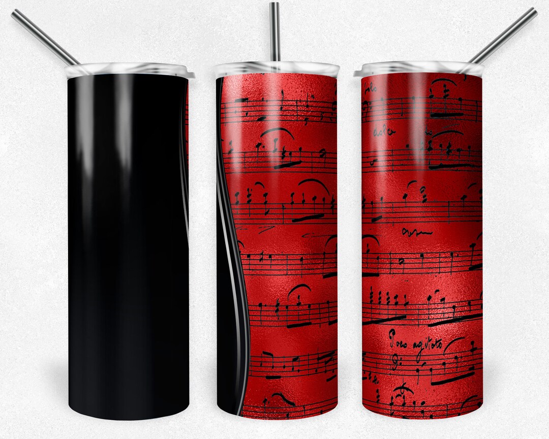 Music Notes Sublimation PNG Wrap, Sheet Music Tumbler Design, Music ...