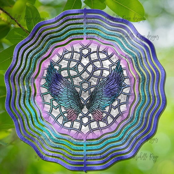Angel Wings Stained Glass Hanging Wind Spinners for Outdoors - Etsy