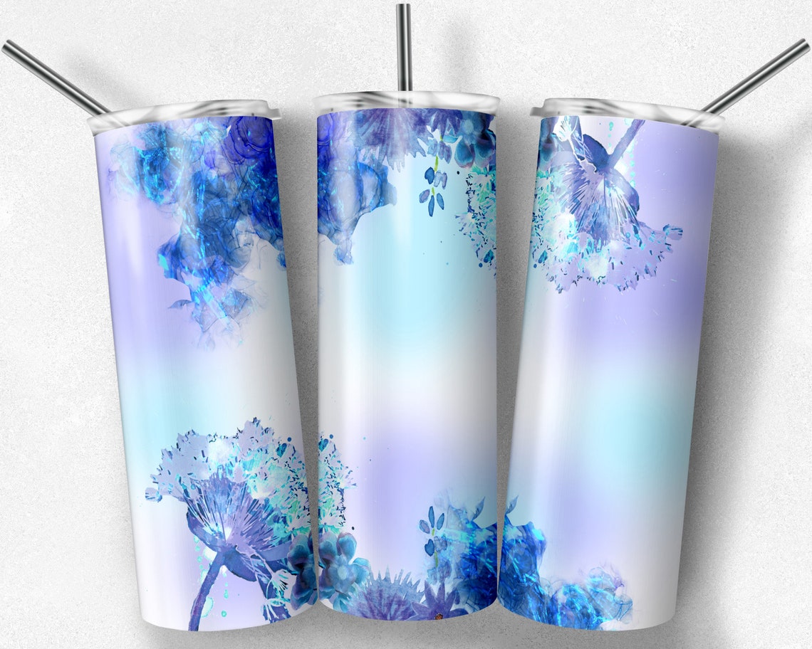 Purple and Teal Watercolor Flowers Floral Design Skinny - Etsy