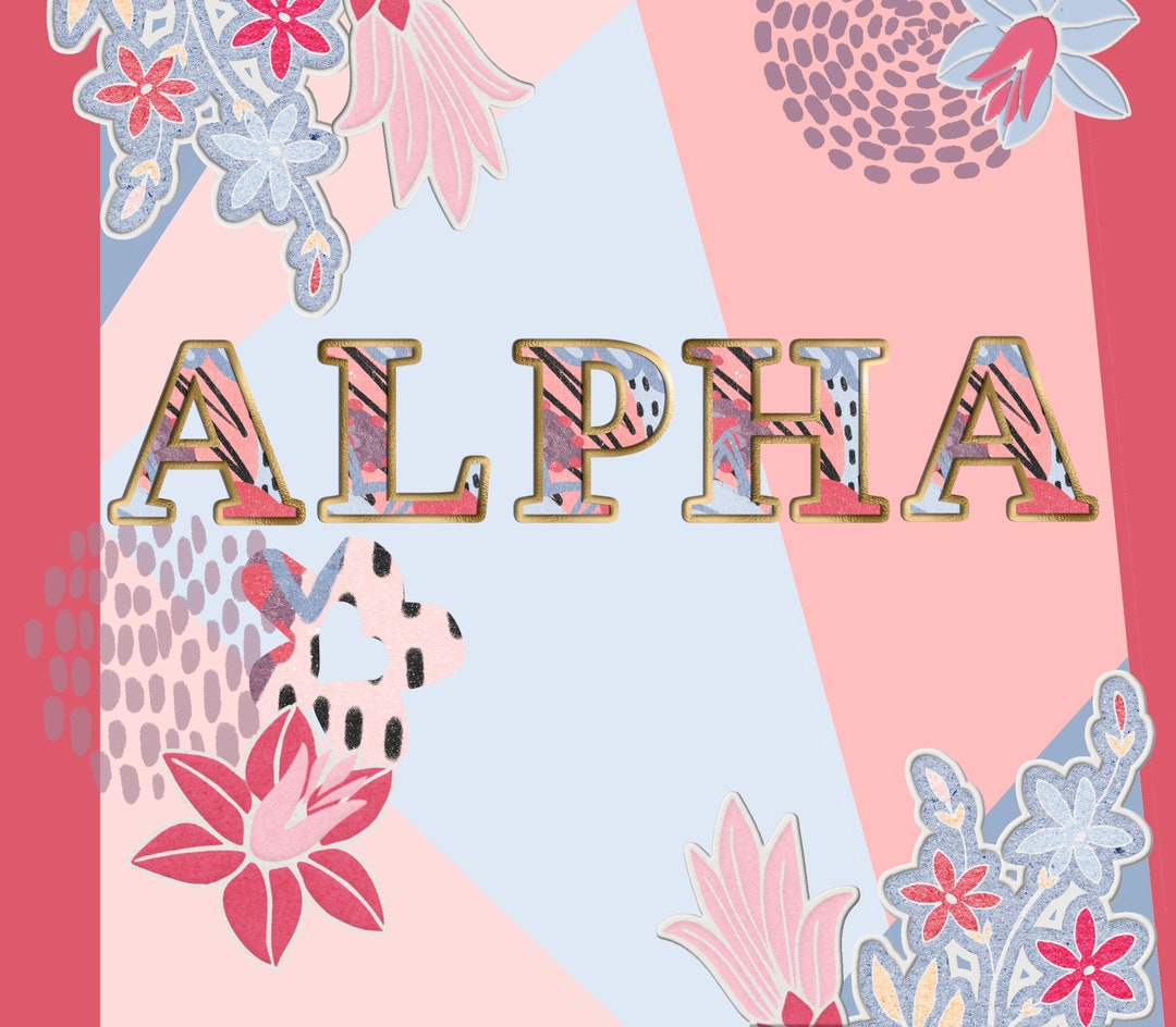 Abstract Pink and Purple Floral Alphabet, Gold Bevel, PNG Overlays ...