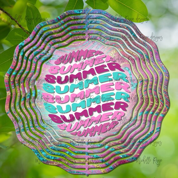Pink and Teal Summer Wind Spinner Outdoor Hanging Wind - Etsy
