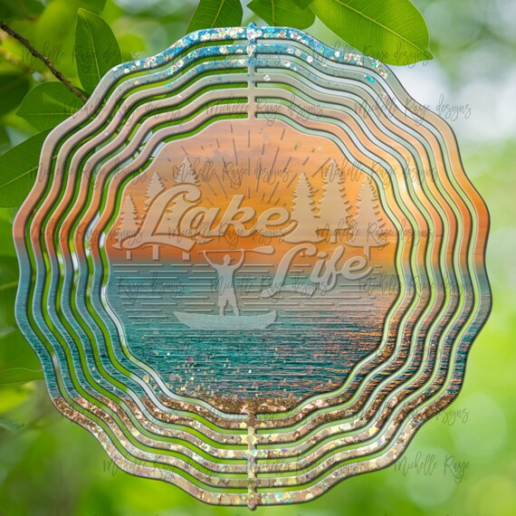 Lake Life Glitter Beach Sunset Hanging Wind Spinners for - Etsy