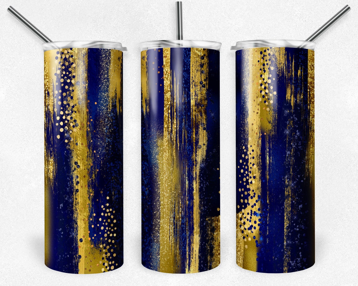 Blue and Yellow Gold Glitter Brush Strokes Paint Strokes - Etsy
