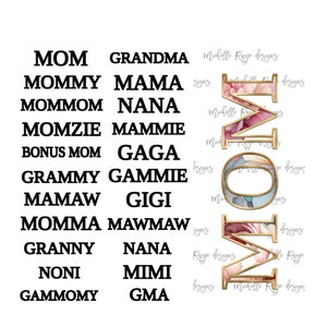 Mom and Grandma Names PNG Overlay Clipart, Watercolor Spring Flowers ...