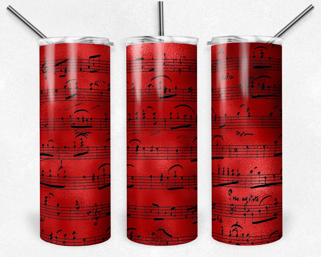 Music Notes Sublimation PNG Wrap, Sheet Music Tumbler Design, Music ...