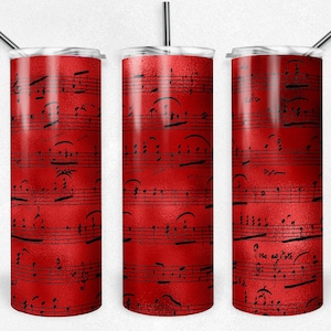Music Notes Sublimation PNG Wrap, Sheet Music Tumbler Design, Music ...