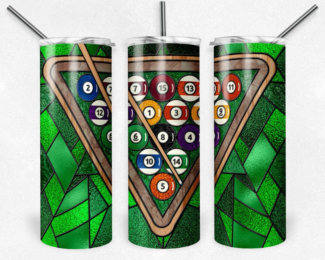 Pool Table Stained Glass PNG, Billiards Sublimation Wrap, Skinny ...