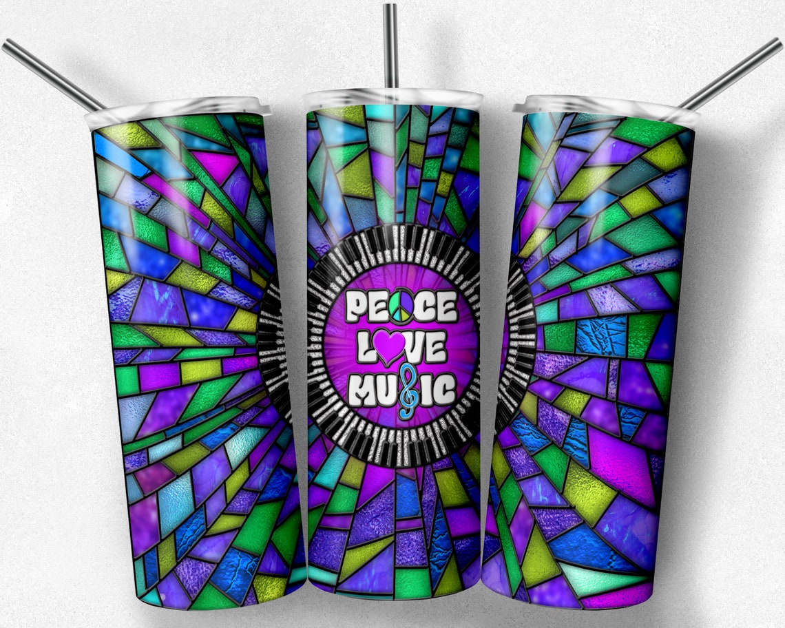 Purple and Teal Piano Keys Stained Glass Peace Love Music - Etsy