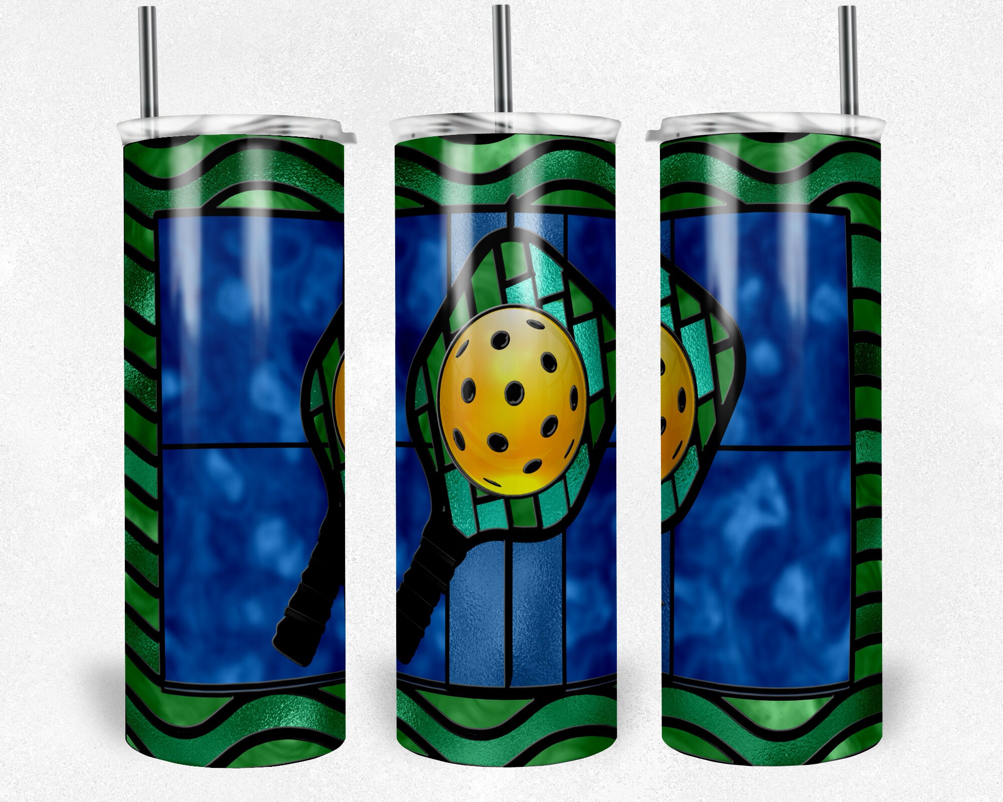 Pickleball Stained Glass Skinny Tumblers 20 Oz Tumbler - Etsy