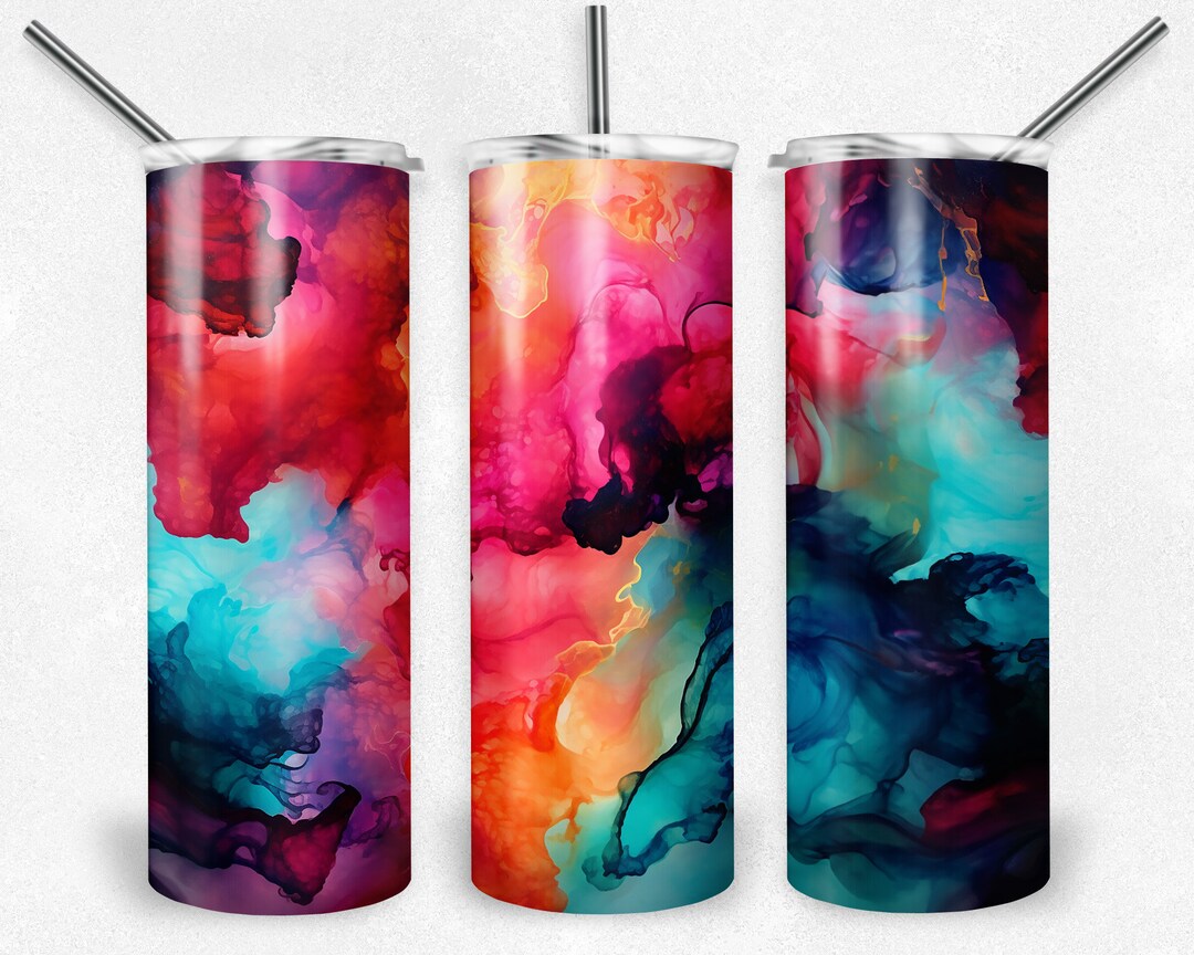 Alcohol Ink Sublimation Tumbler Wrap PNG, Rainbow Alcohol Ink ...