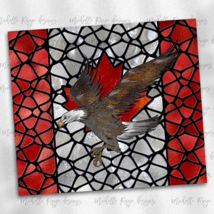 Eagle Canadian Flag Stained Glass Sublimation Tumbler Design, 20 Oz ...