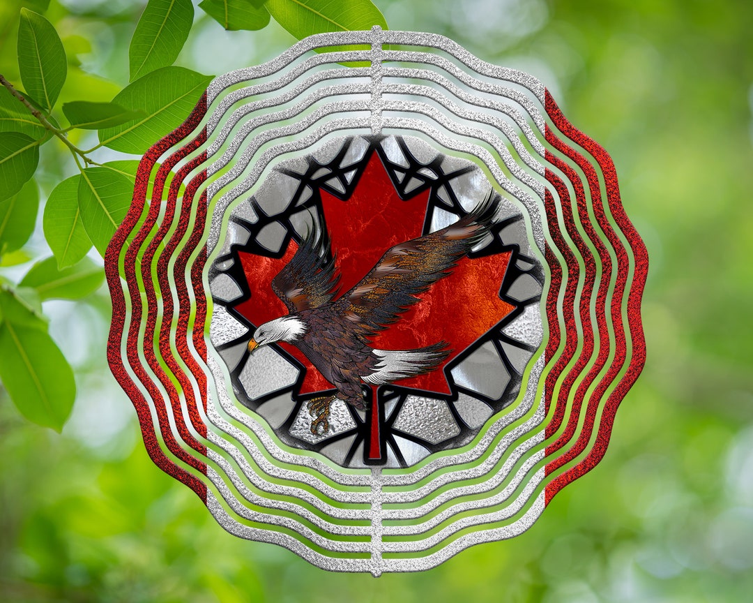 Canadian Flag and Eagle Stained Glass, Hanging Wind Spinners for ...