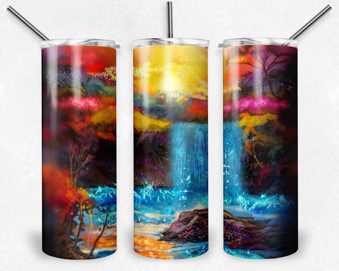 Waterfall Painting With Glitter Effect, Waterfall PNG, Waterfall ...