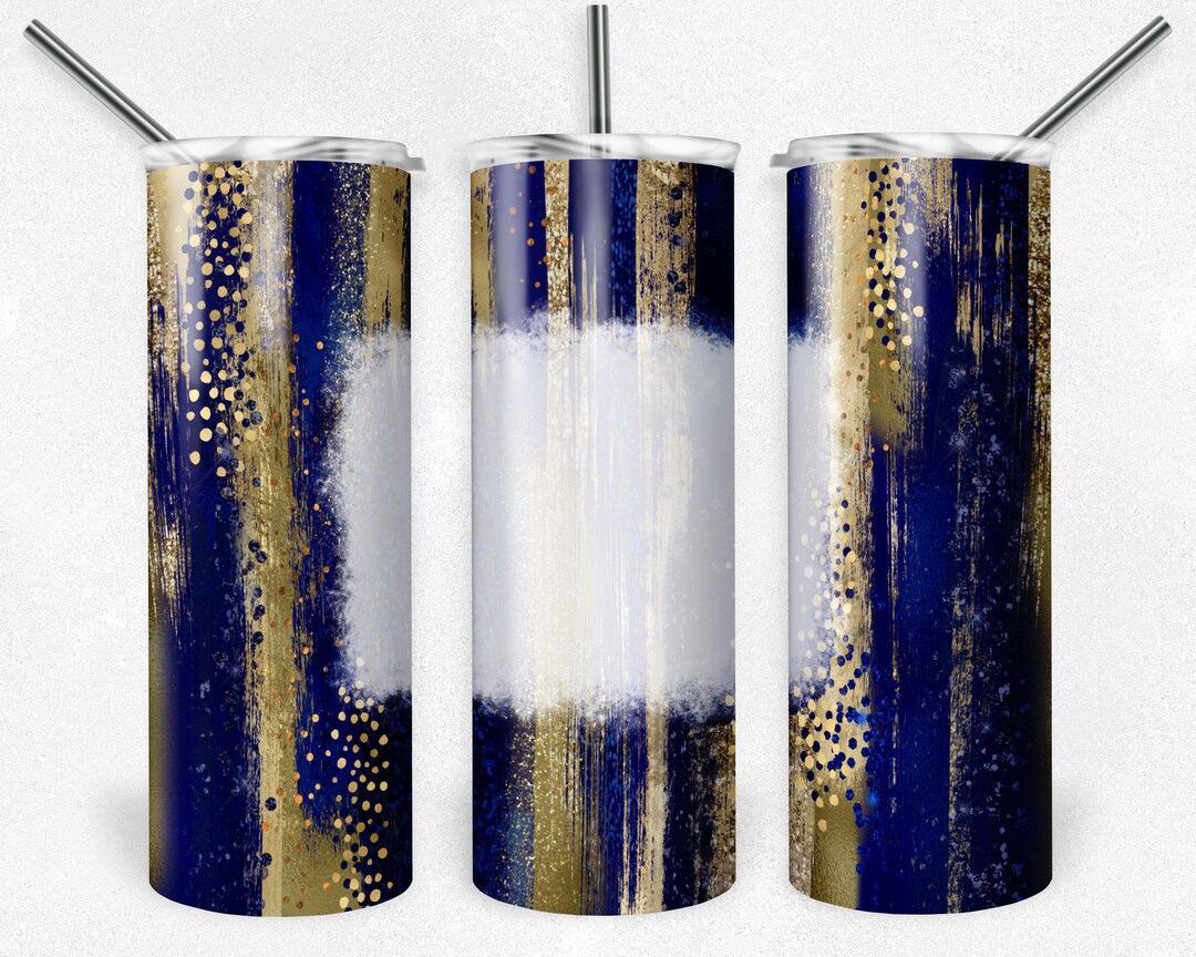 Blue and Gold Glitter Brush Strokes With Bleach, Paint Strokes, 20 Oz ...